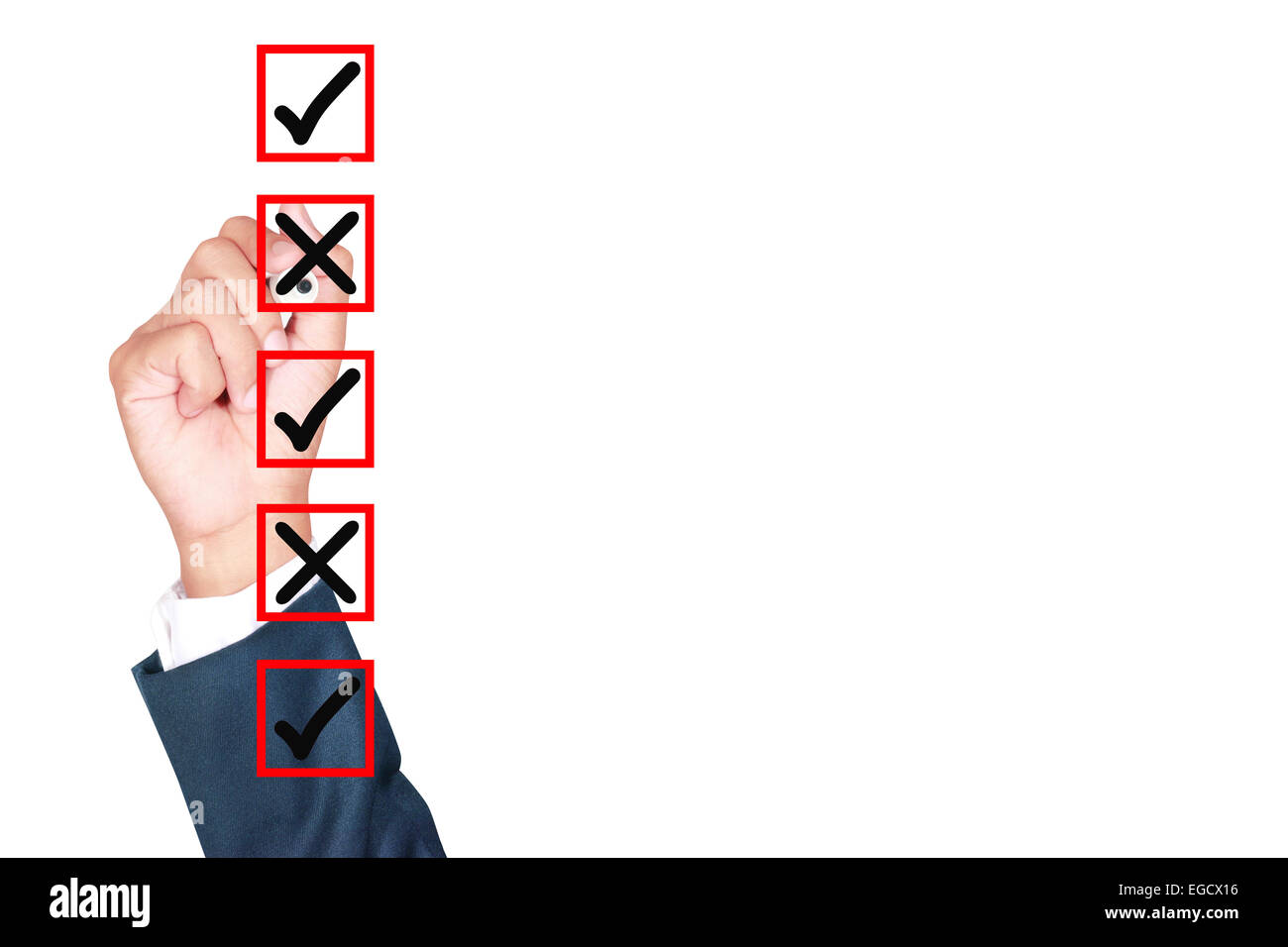 Business man hand check Cut Out Stock Images & Pictures - Alamy