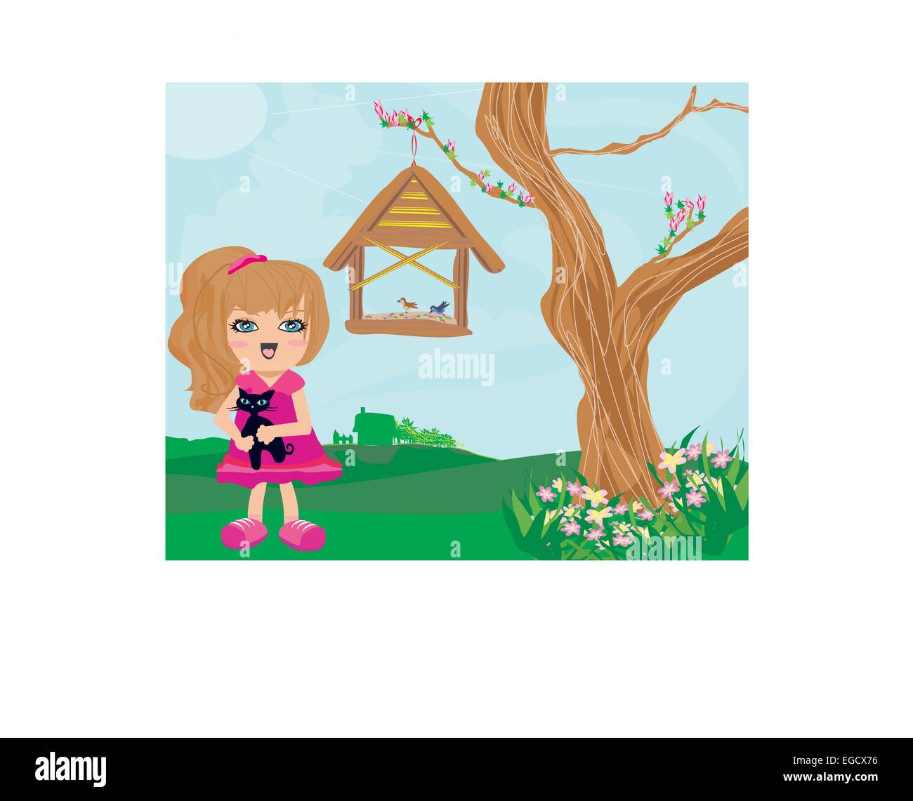 Artwork illustration animal cat garden hi-res stock photography and ...