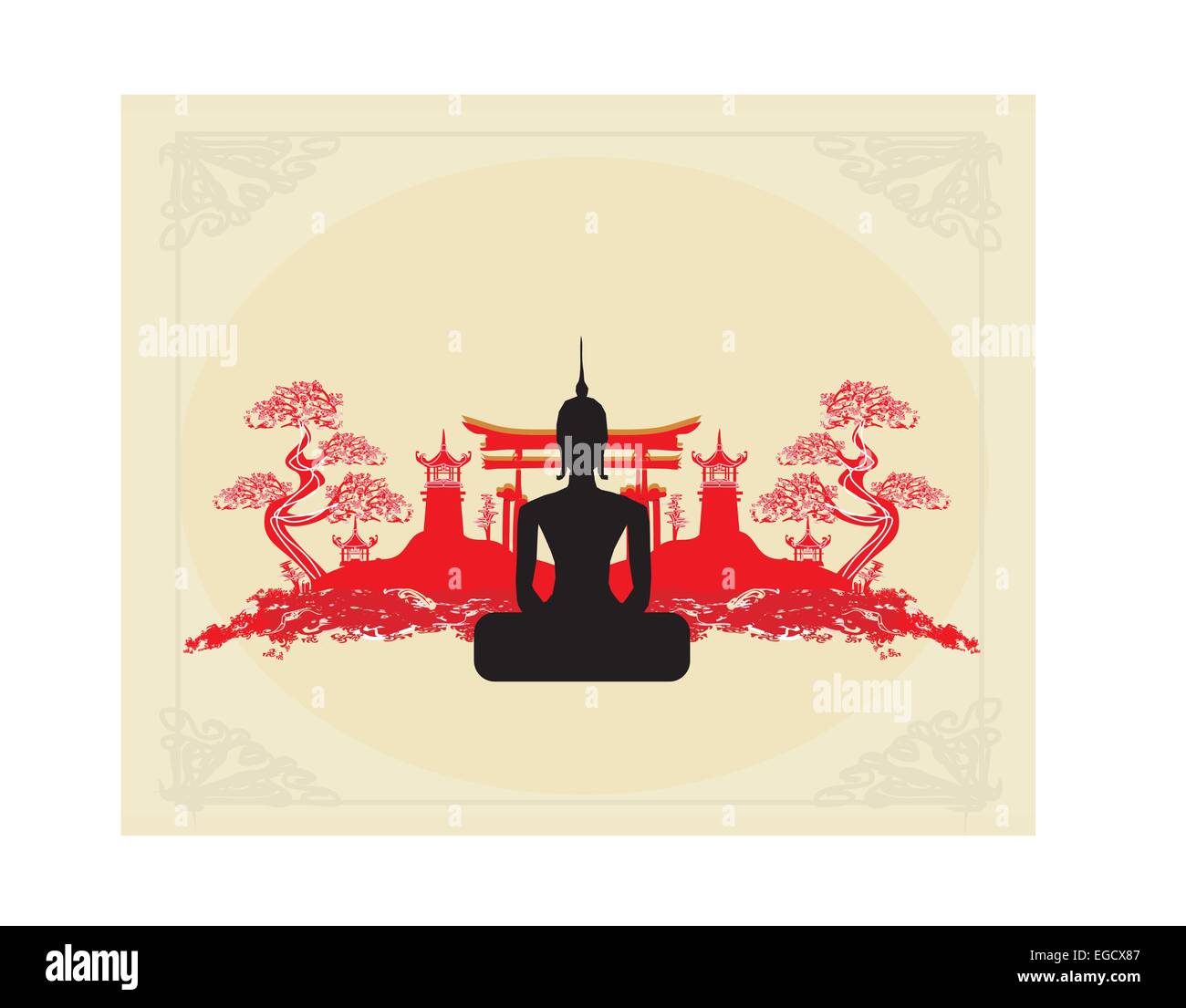 Asian sanctuary Stock Vector Images - Alamy