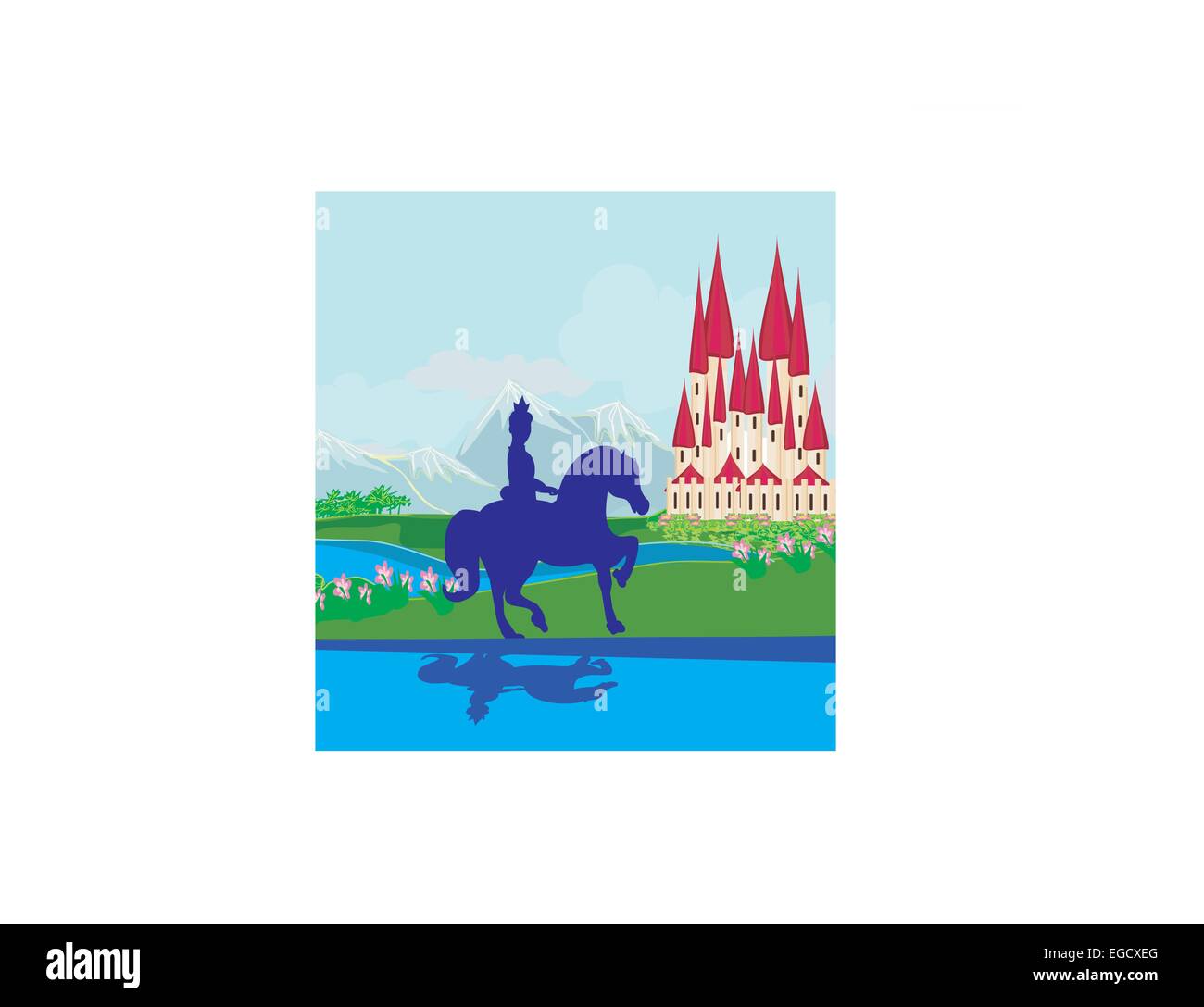 Prince riding a horse to the castle Stock Vector Image & Art - Alamy