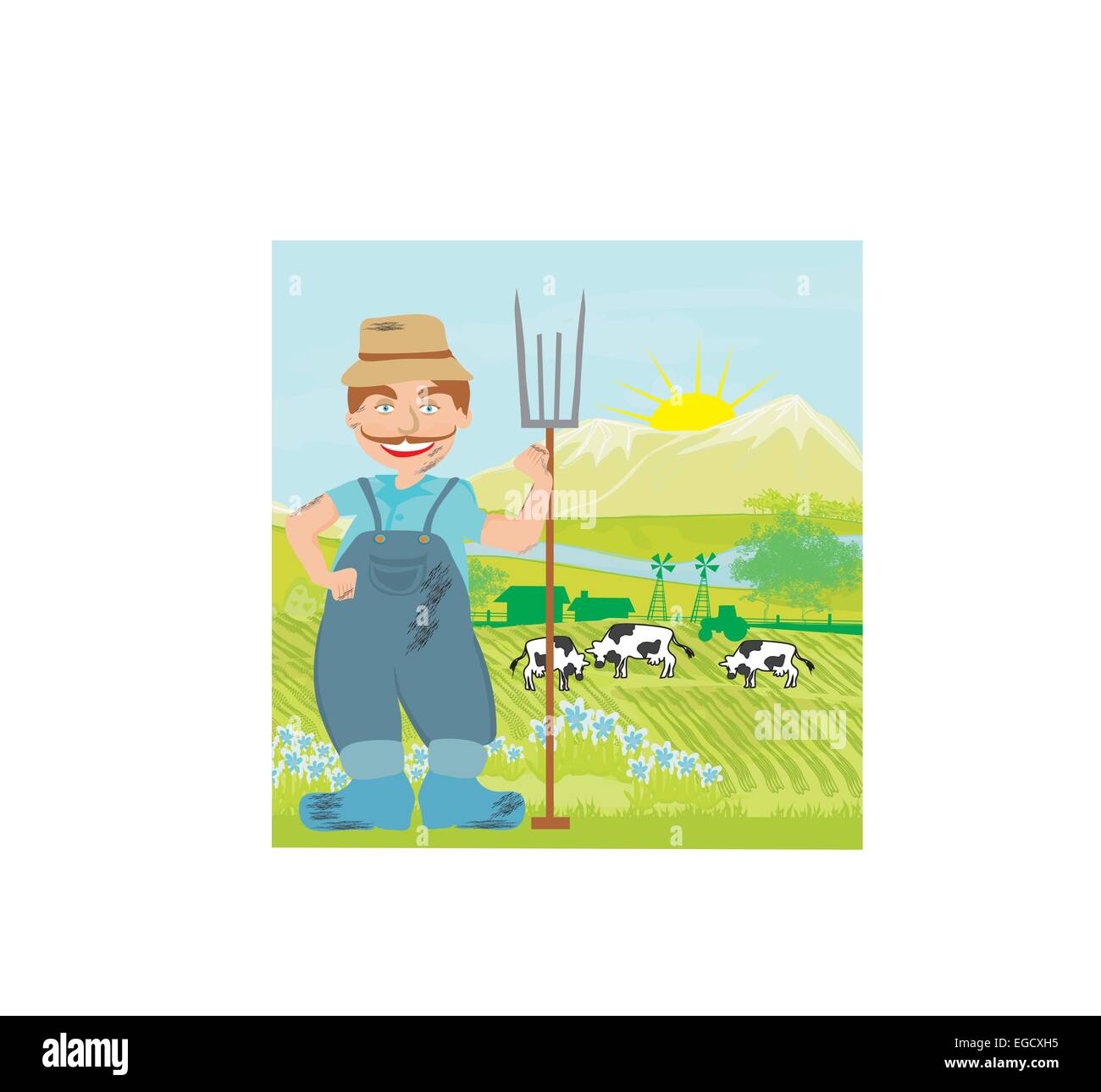 Working in the sun Stock Vector Images - Alamy