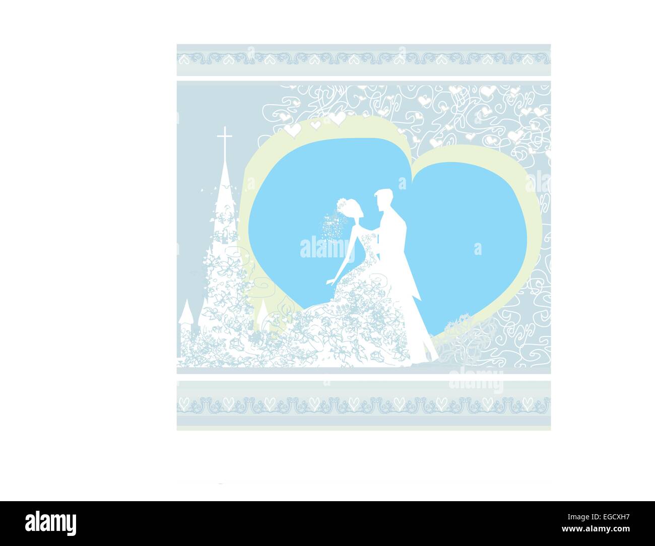 wedding couple and the church background Stock Vector Image & Art - Alamy
