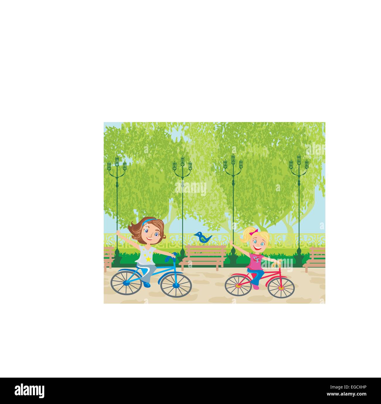 children biking in the park Stock Vector Image & Art - Alamy