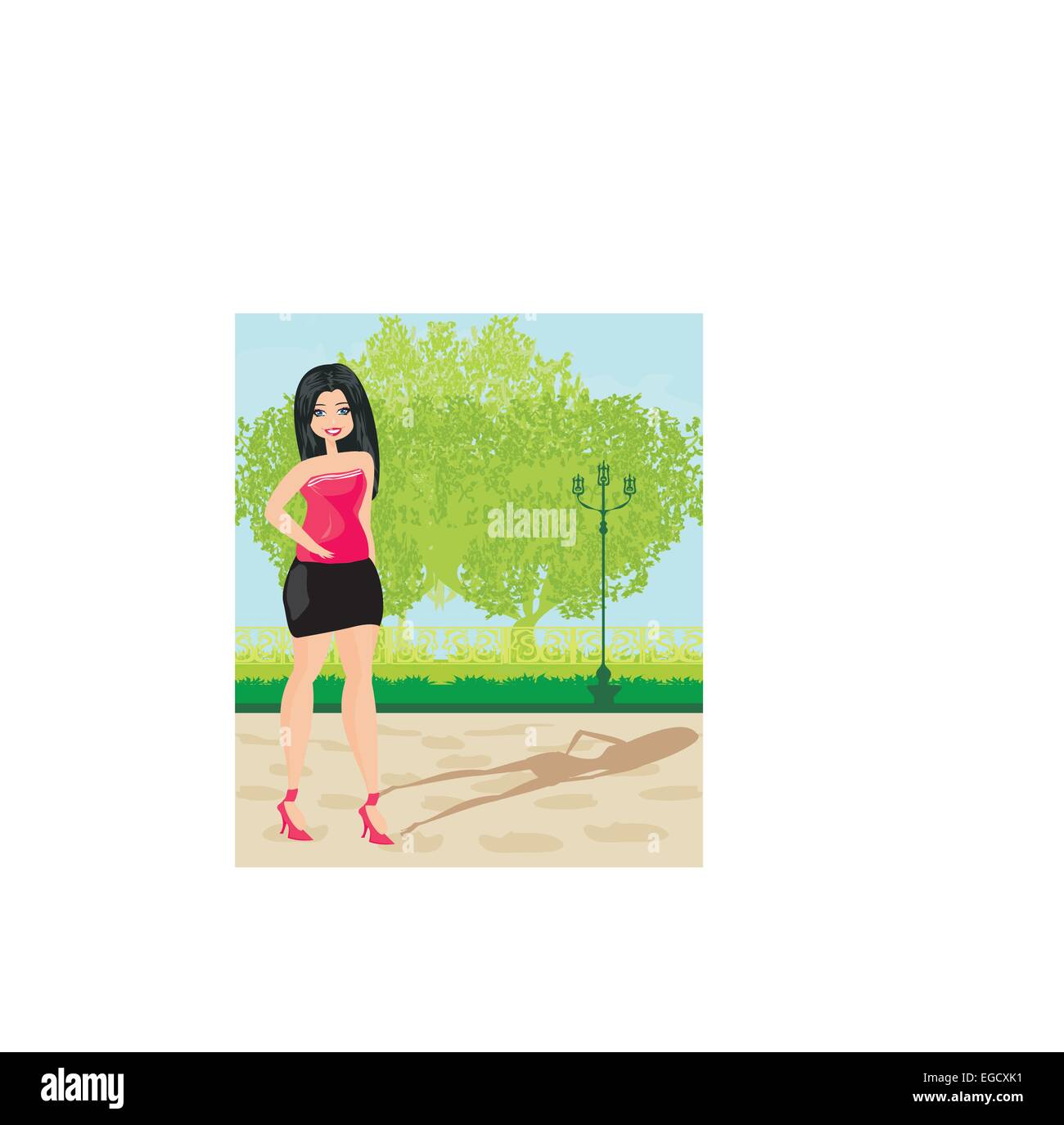 smiling overweight girl see skinny shadow Stock Vector Image & Art - Alamy