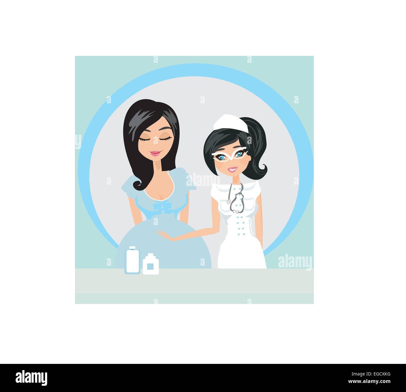 Illustration of a Pregnant Woman Having a Prenatal Checkup Stock Vector ...