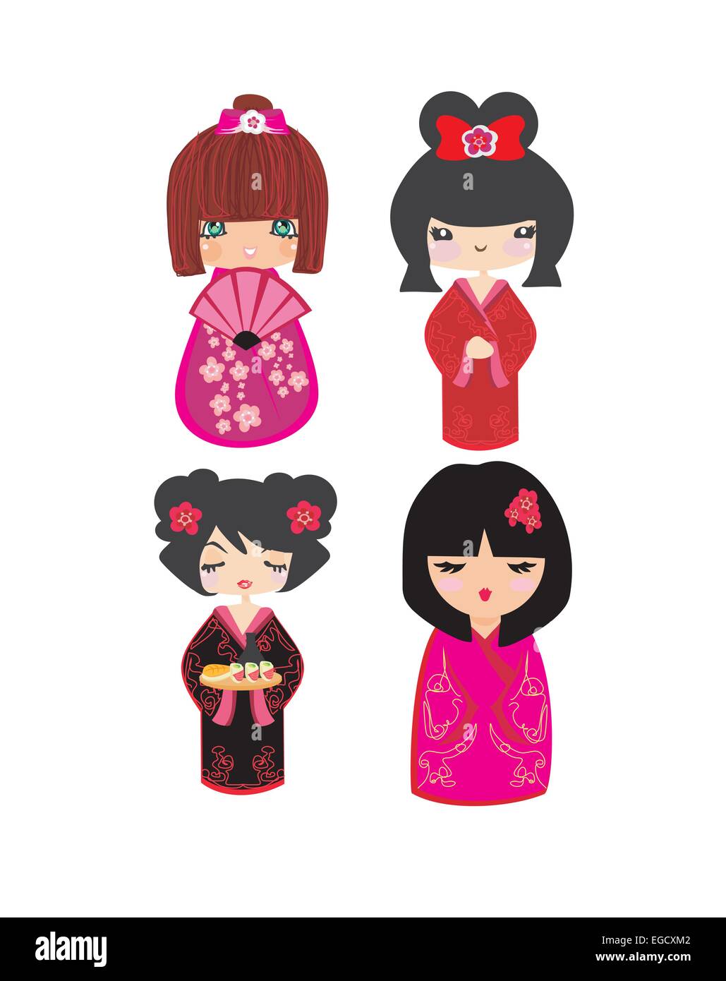 Asia dolls Stock Vector Images - Alamy