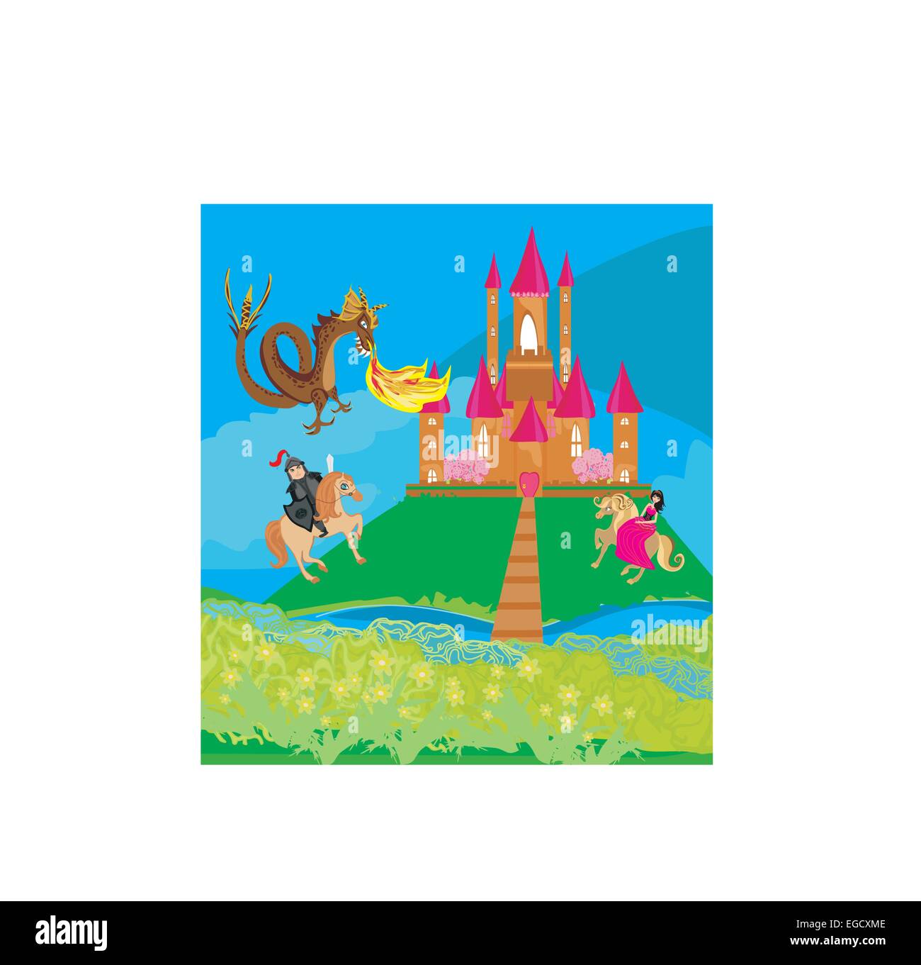 dragon attacks the castle Stock Vector Image & Art - Alamy