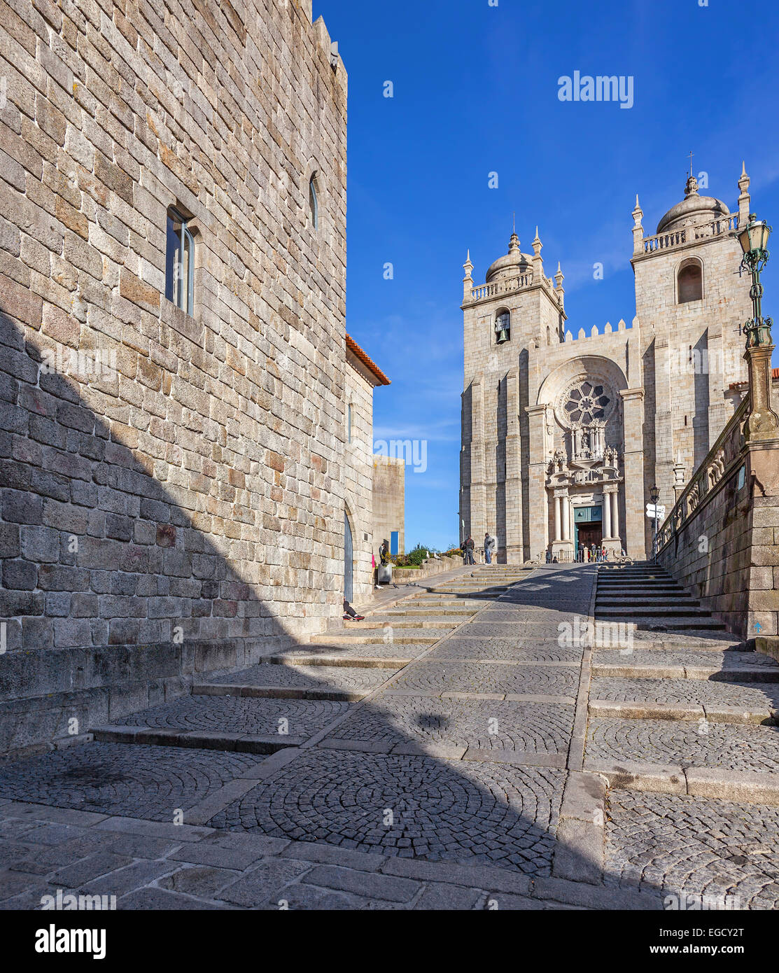 The Medieval Tower on the left and the Porto Cathedral seen through the ...