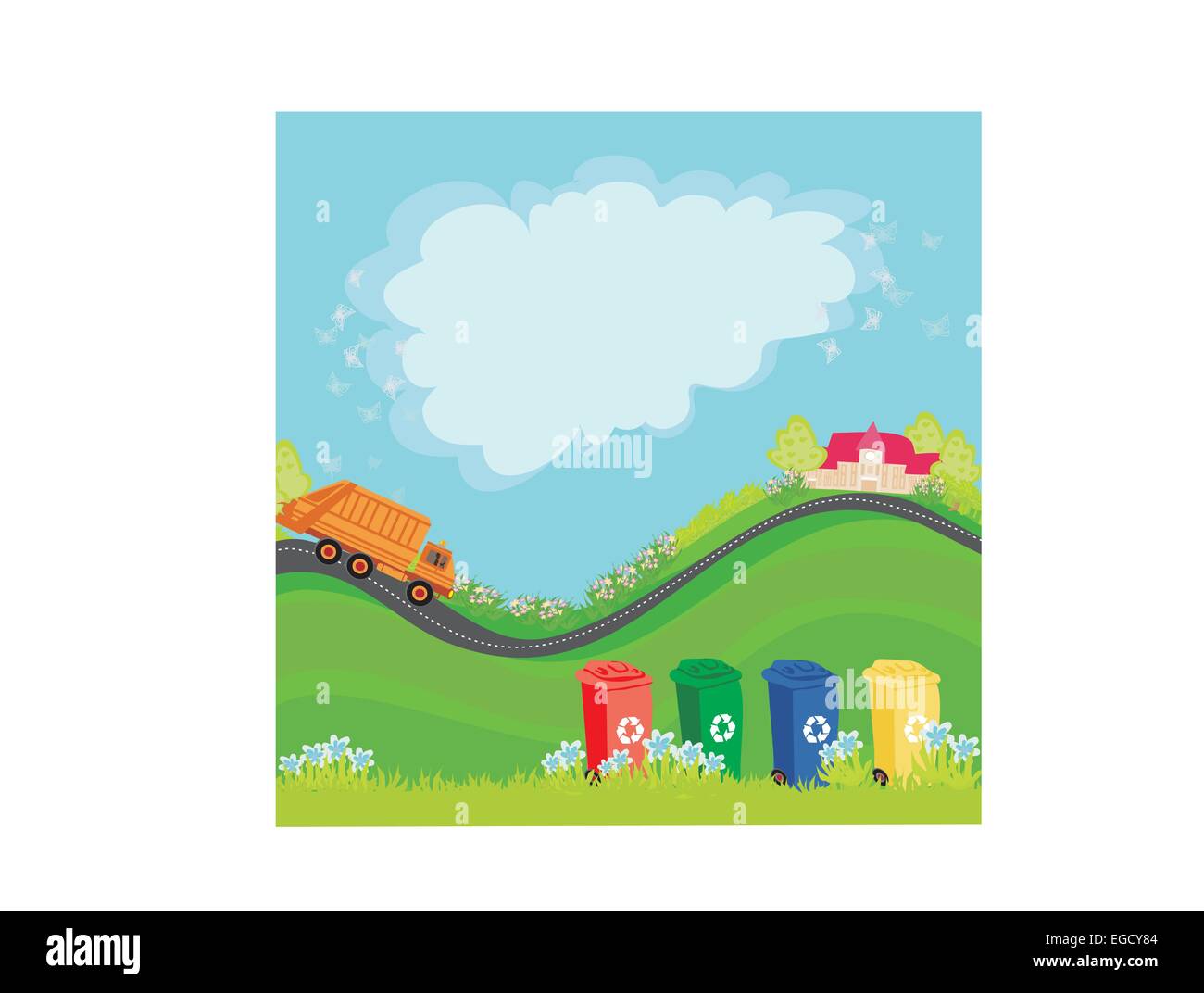 Segregation garbage abstract card ecological landscape Stock Vector ...