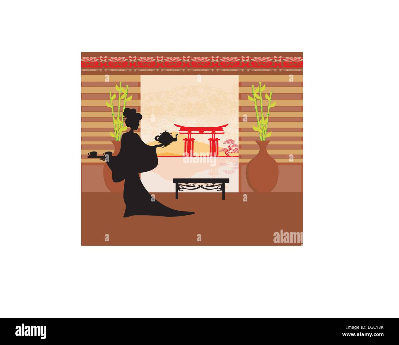 Tea ceremony japan woman Stock Vector Images - Alamy