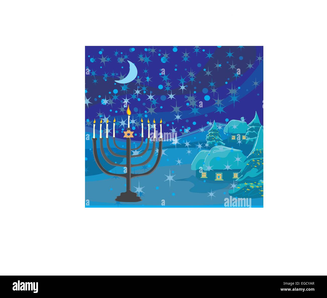 Winter Christmas scene - hanukkah menorah abstract card Stock Vector ...