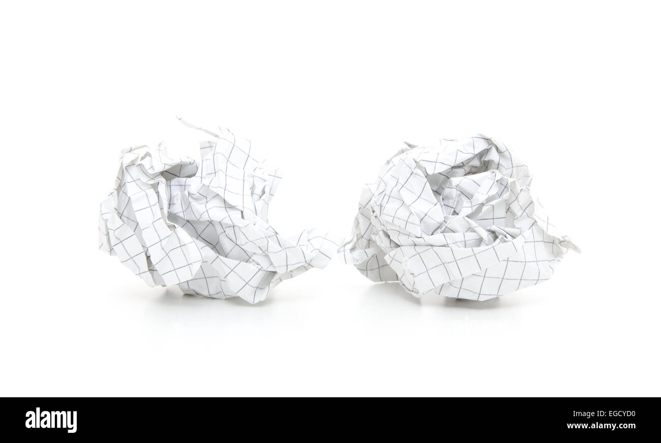 Crumbled-up paper. All on white background Stock Photo - Alamy