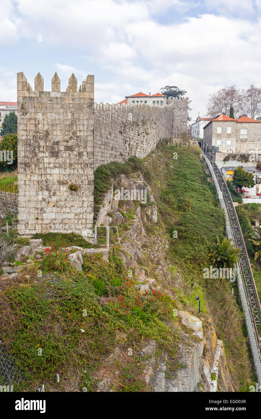 The Fernandina wall and Guindais Funicular track. Located near the Dom ...