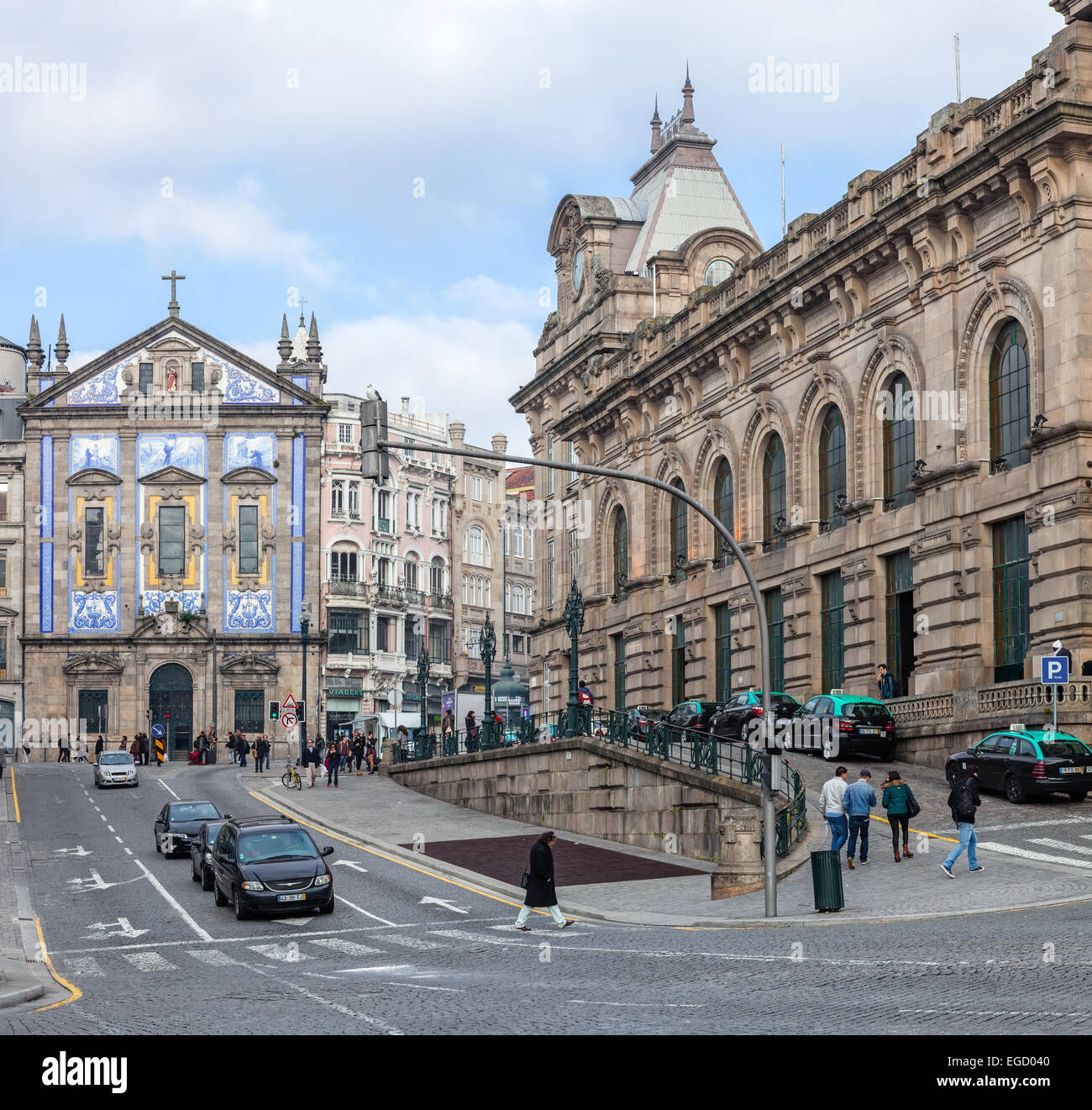 Porto, Portugal. View of the Almeida Garret Square with the Sao Bento ...