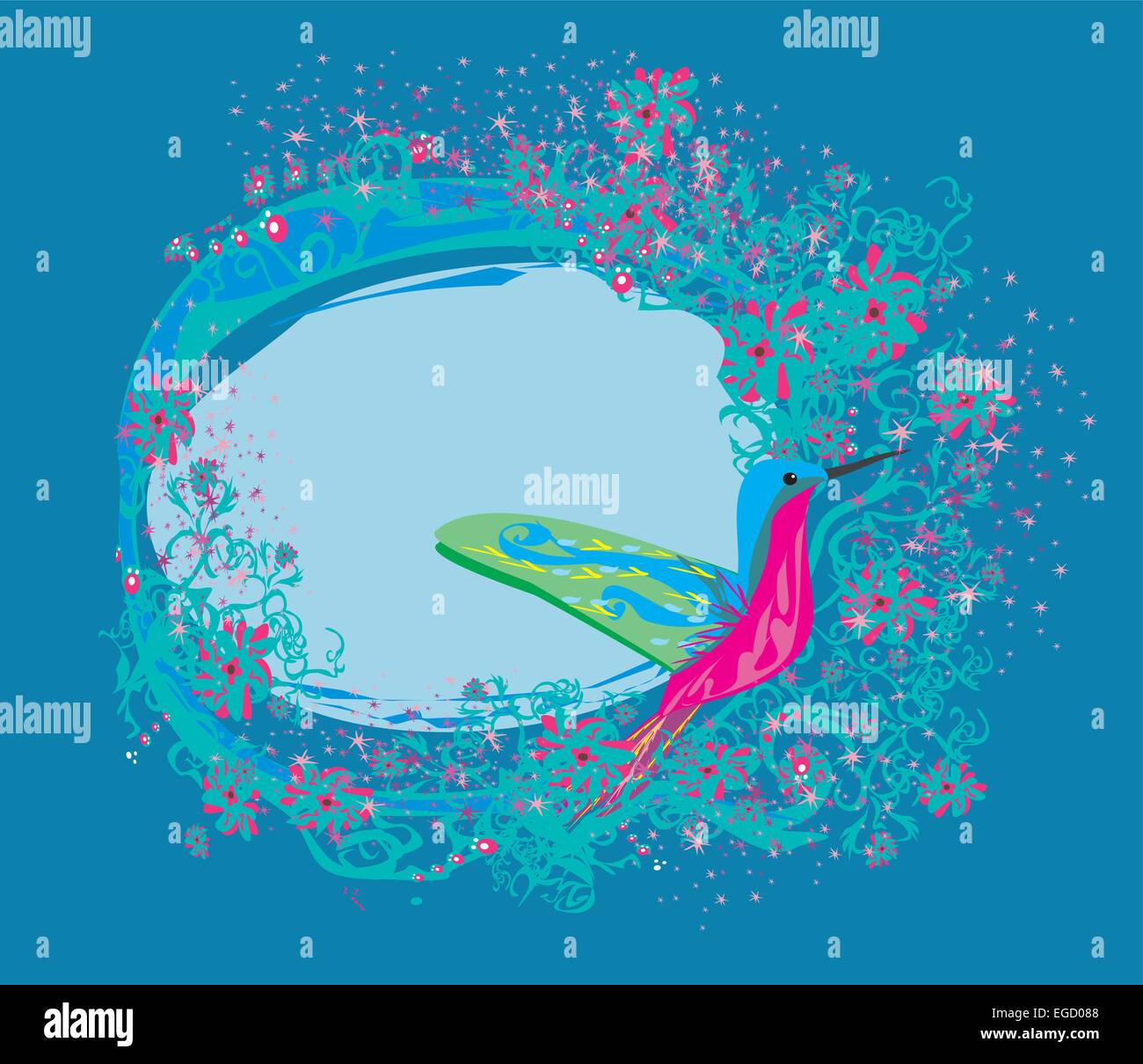 floral frame with hummingbird Stock Vector Image & Art - Alamy