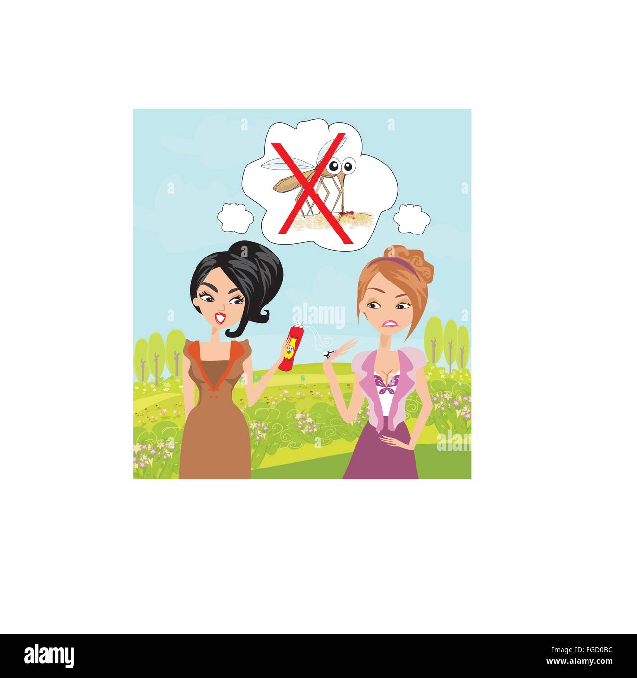 girl trying to kill a mosquito Stock Vector Image & Art - Alamy