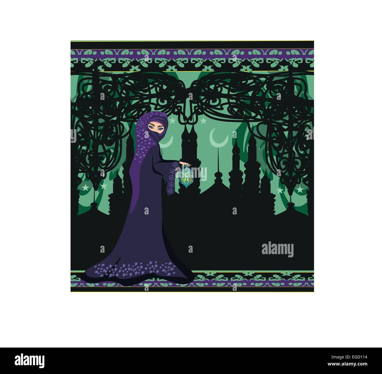 beautiful muslim women on mosque background Stock Vector Image & Art ...