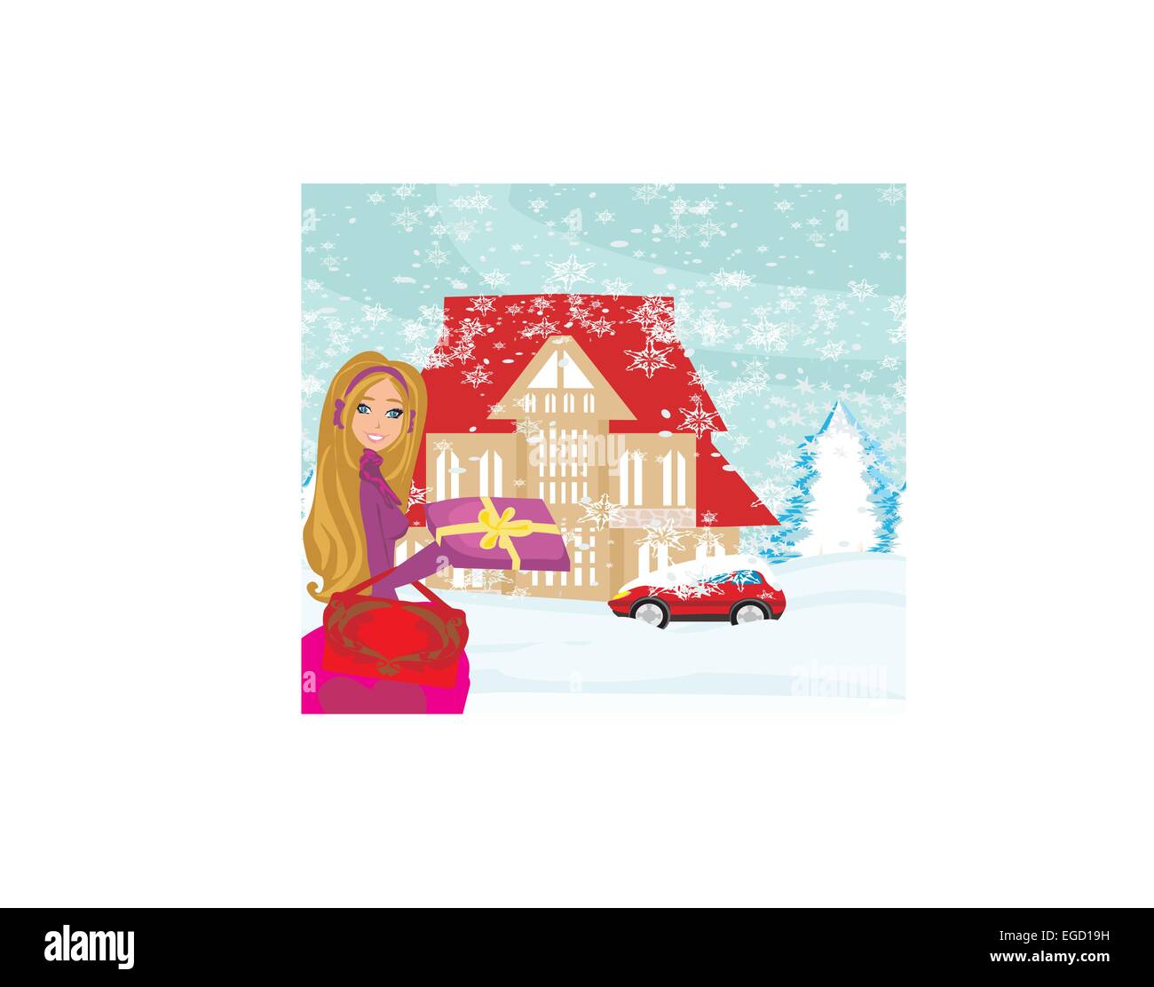 Christmas shopping on a snowy day Stock Vector Image & Art - Alamy
