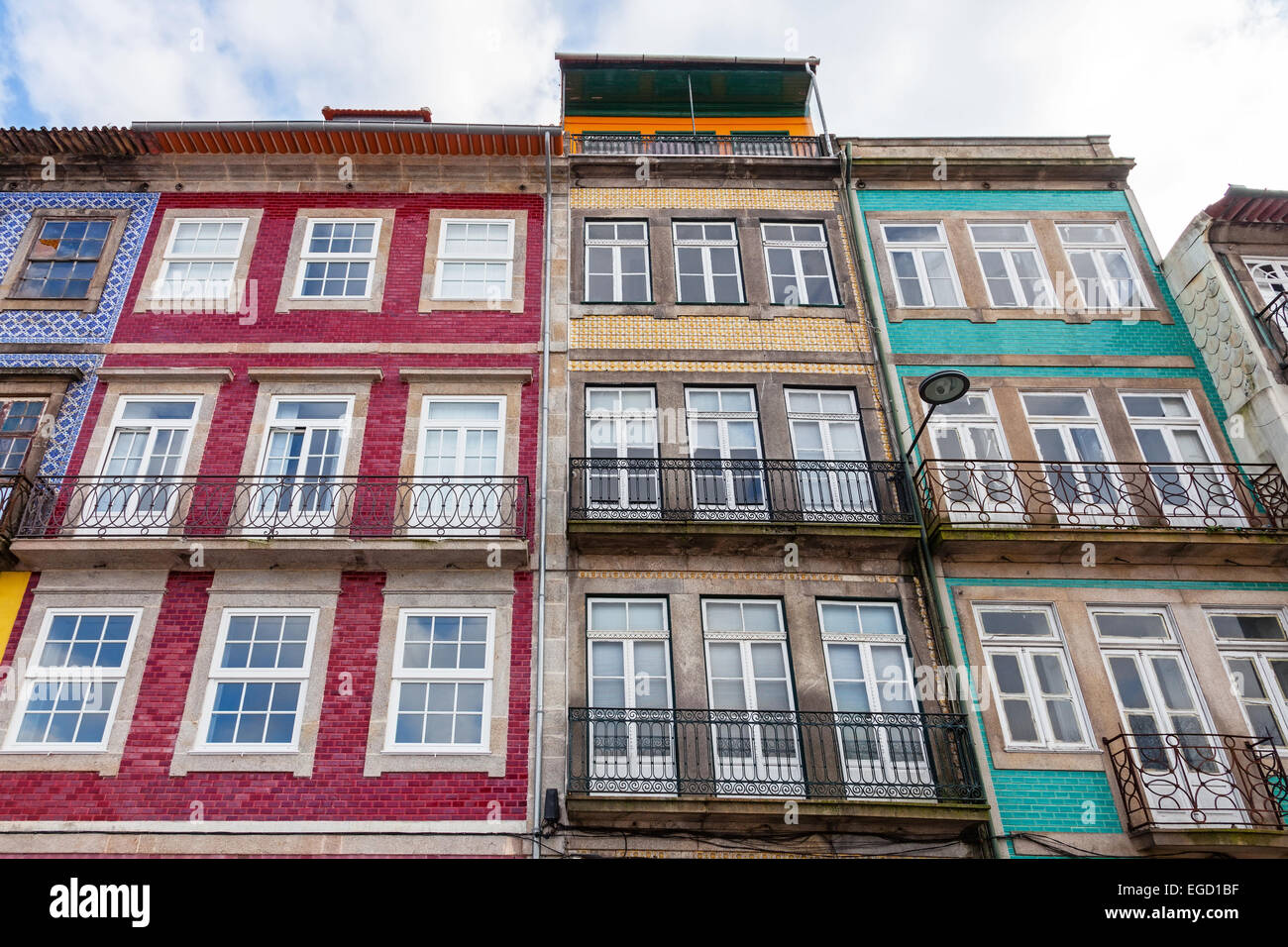 The typical old colorful buildings of the city of Porto in Portugal ...
