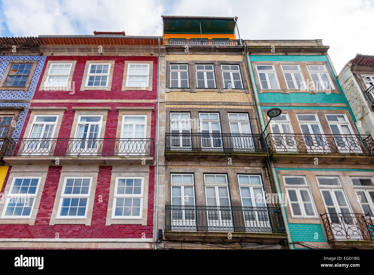 The typical old colorful buildings of the city of Porto in Portugal ...