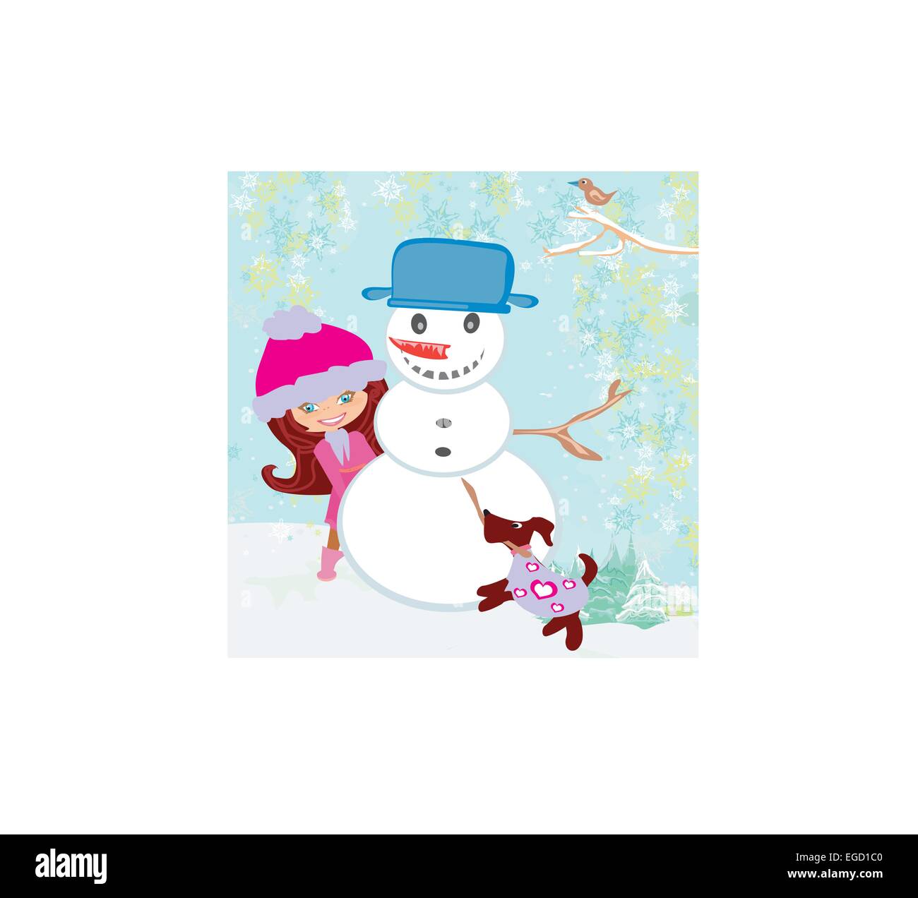 Cute girl snowman in Stock Vector Images - Alamy
