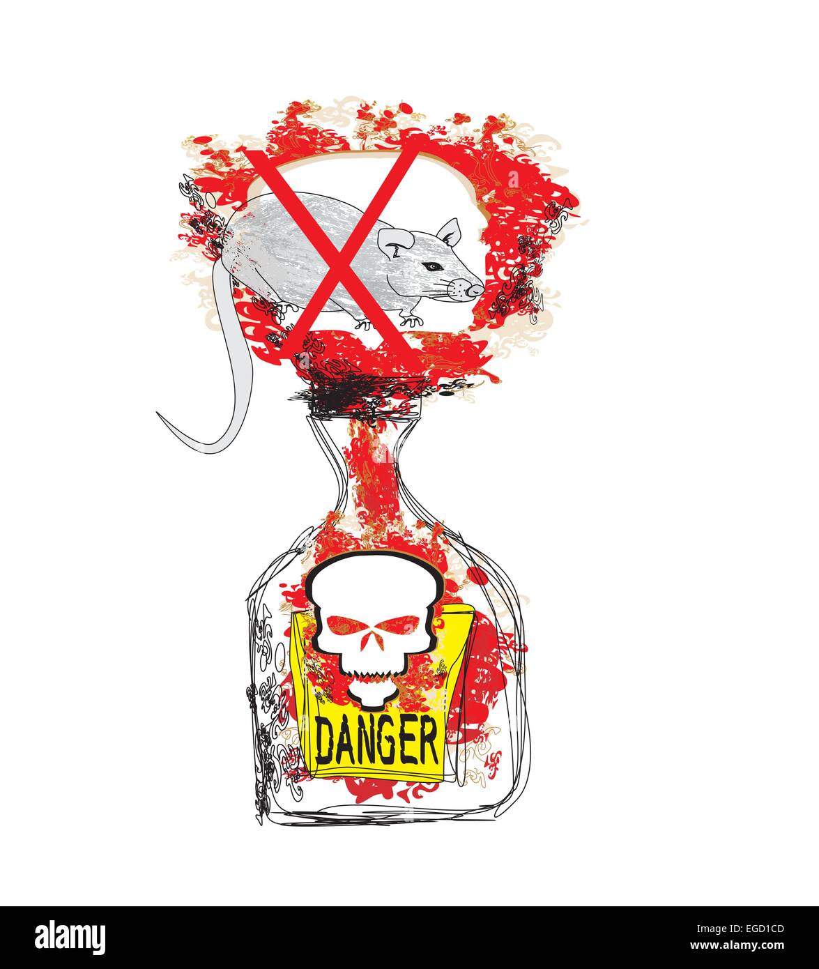 Bottle rat poison glass skull danger die Stock Vector Images - Alamy