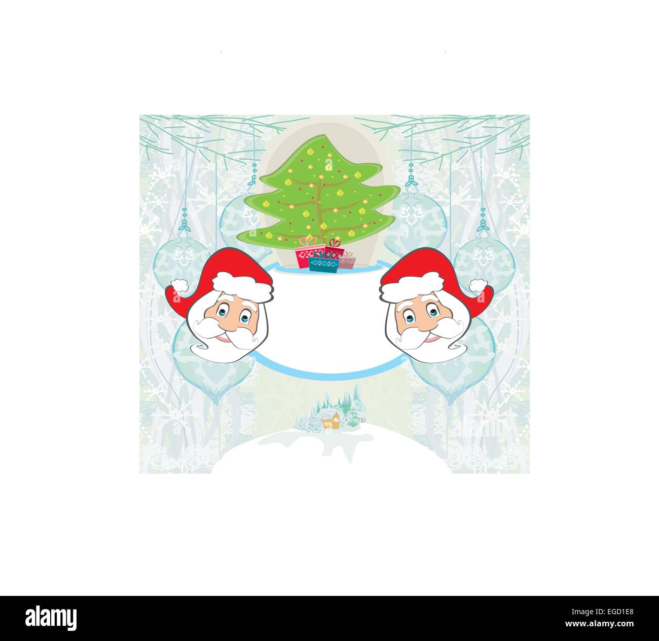 Abstract Christmas card with Santa Claus and Christmas tree frame Stock ...
