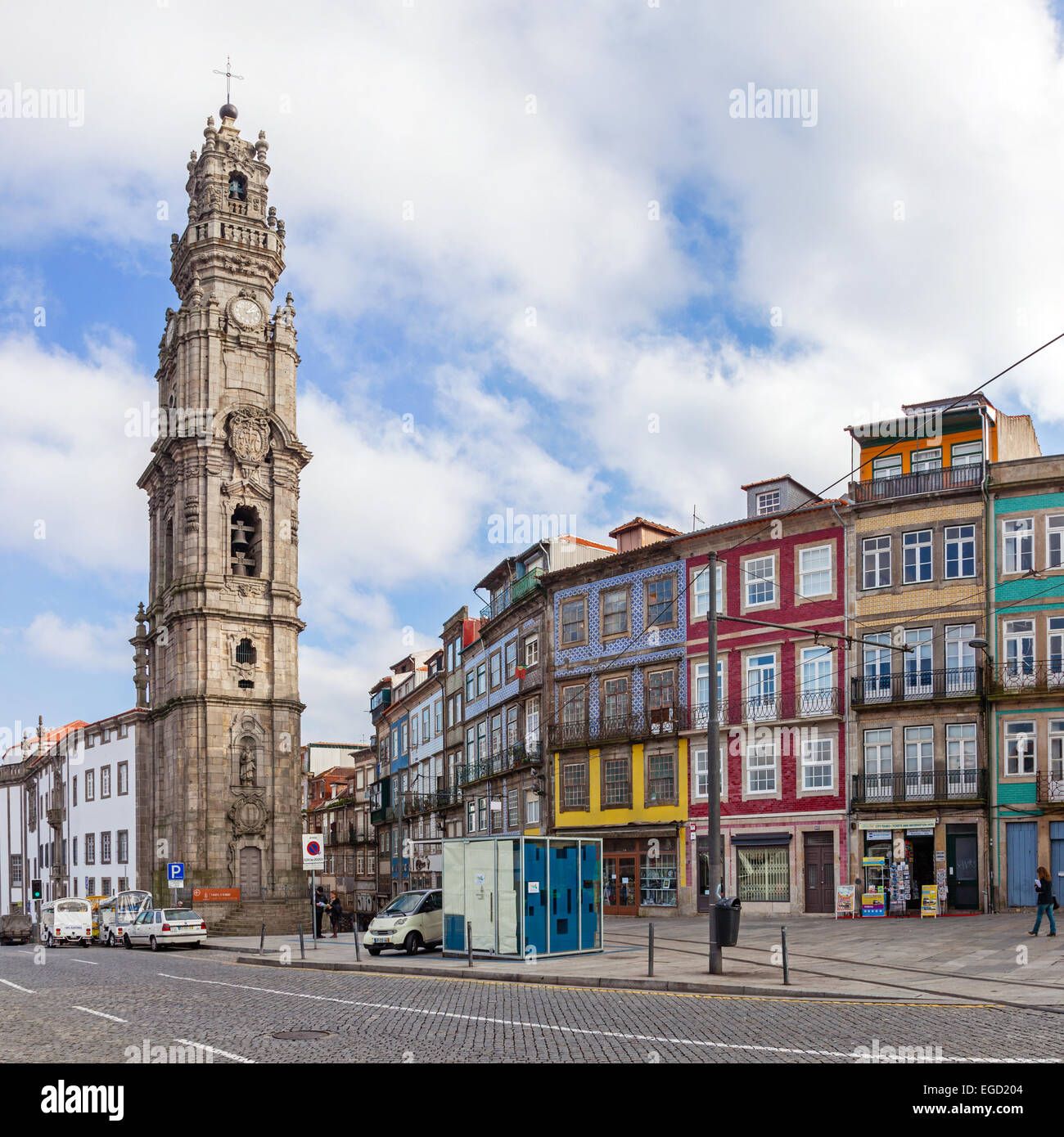 Porto, Portugal. The iconic Clerigos Tower, one of the landmarks and ...