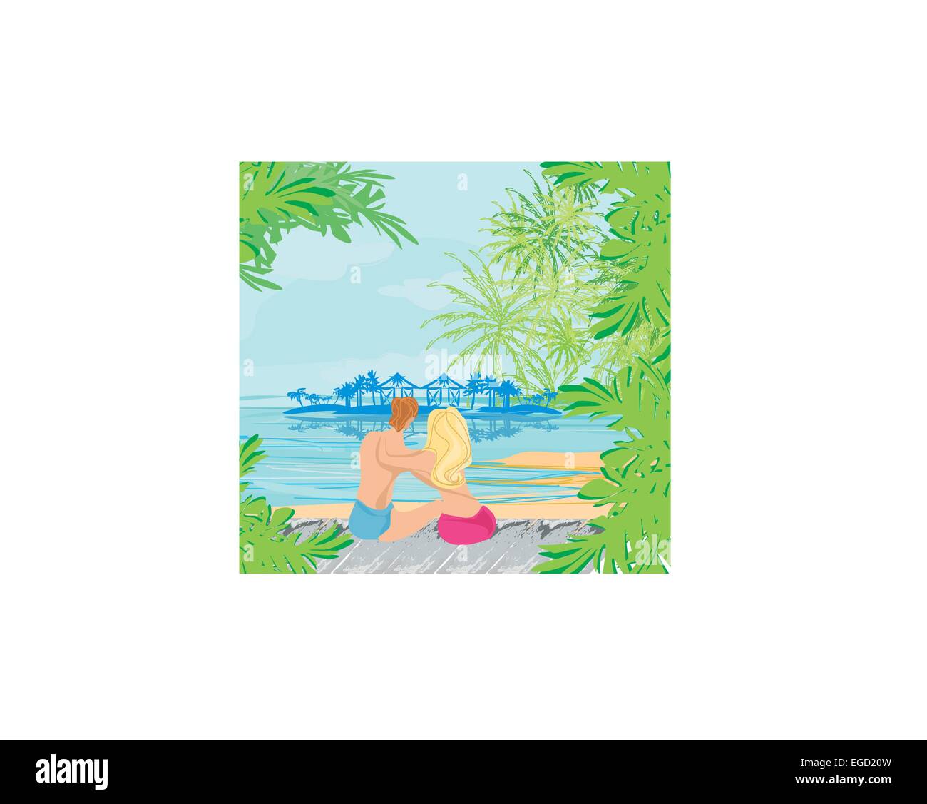 Spring beach couple Stock Vector Images - Alamy