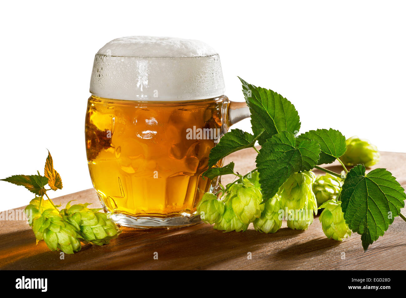 beer glass and hops isolated on the white background Stock Photo - Alamy