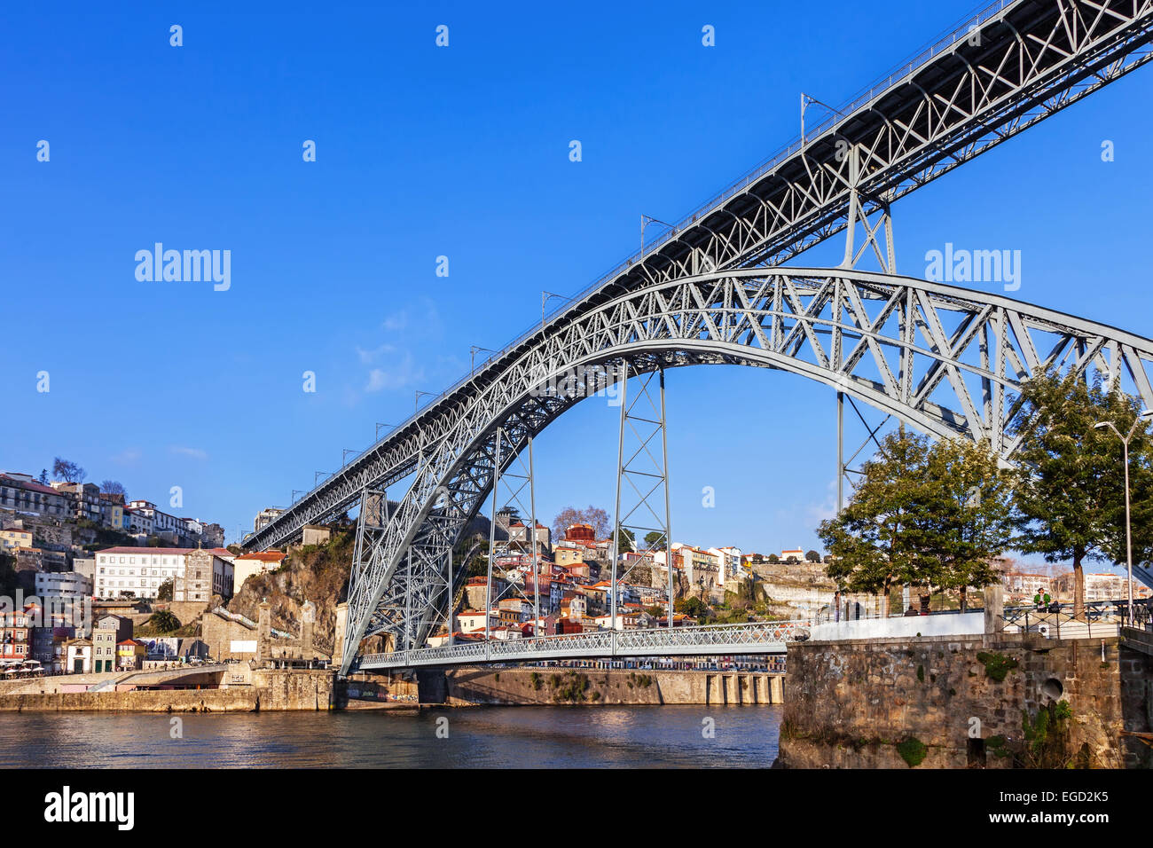 D. Luiz Bridge in Porto, Portugal. Forged Iron bridge built in the 19th ...