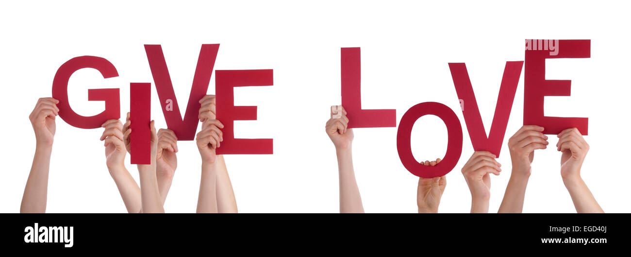 Many Caucasian People And Hands Holding Red Letters Or Characters ...