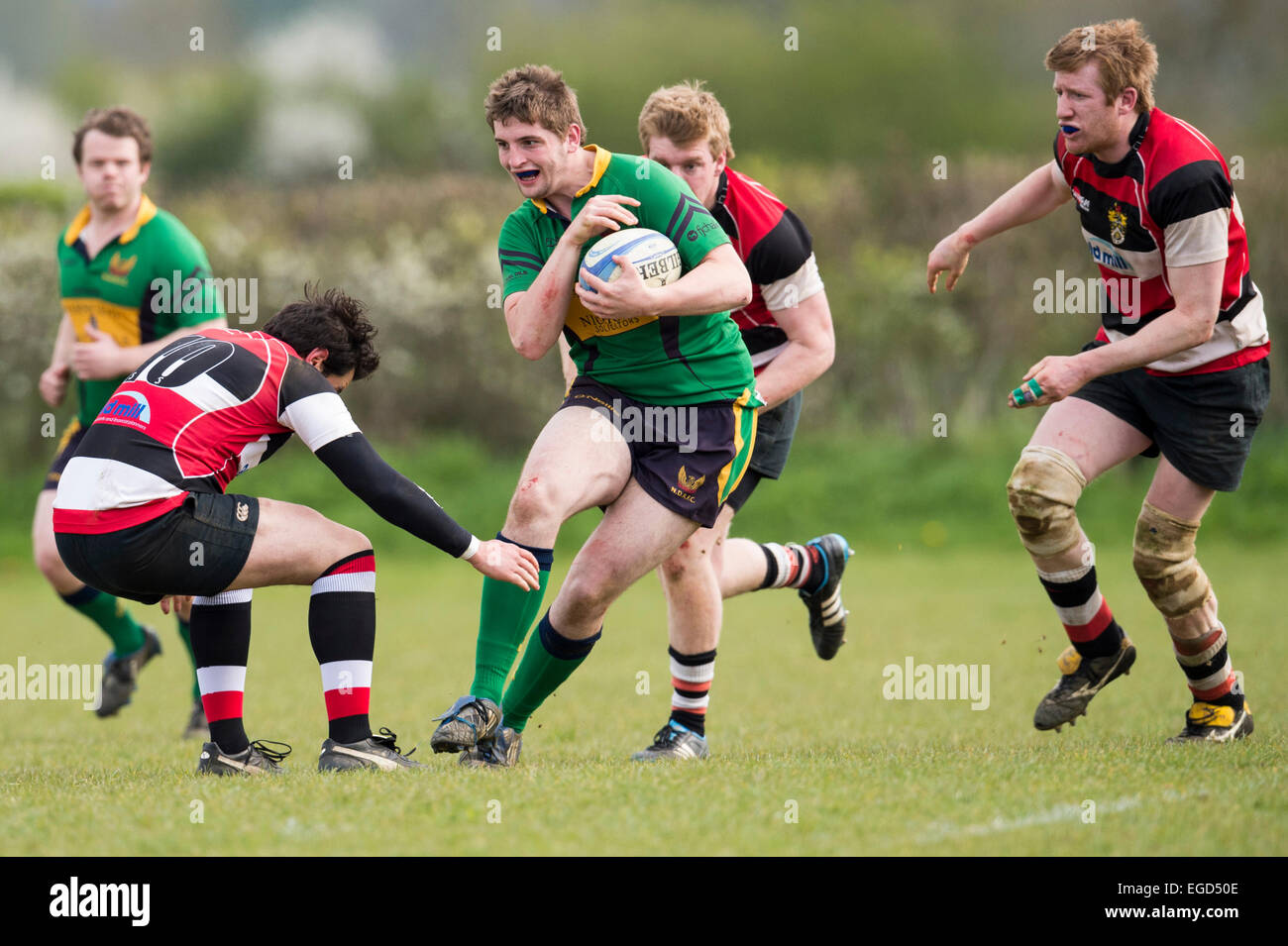 Rugby player in action running with the ball Stock Photo - Alamy