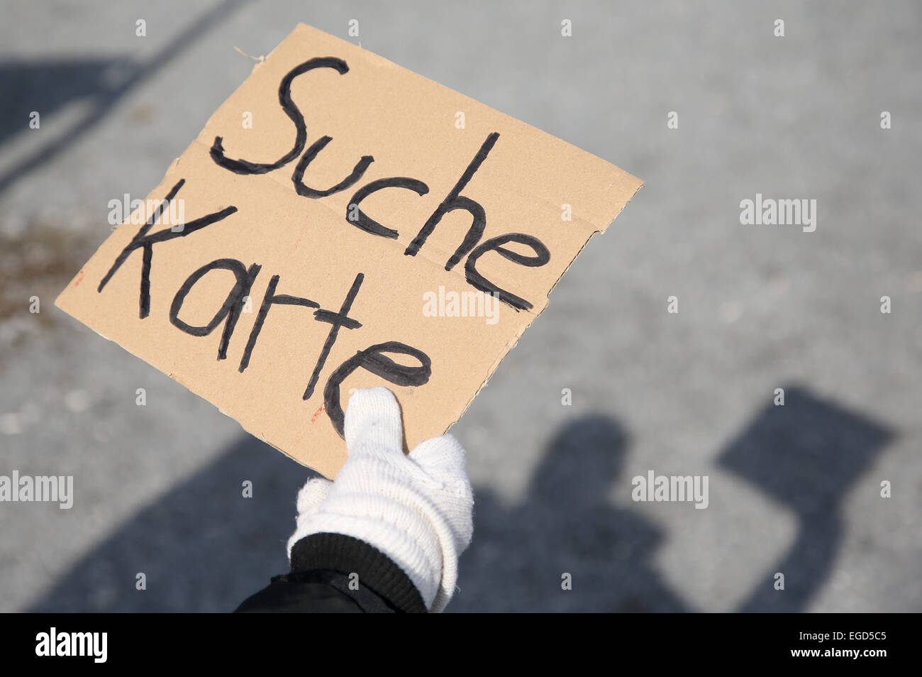 Paderborn, Germany. 21st Feb, 2015. A soccer fan holds a sign in her ...