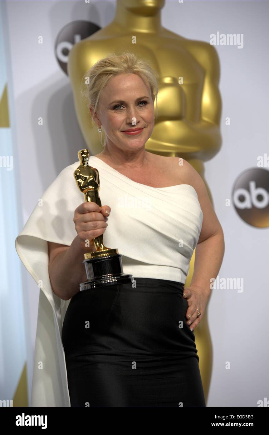 Actress Patricia Arquette poses in press room of the 87th Academy ...