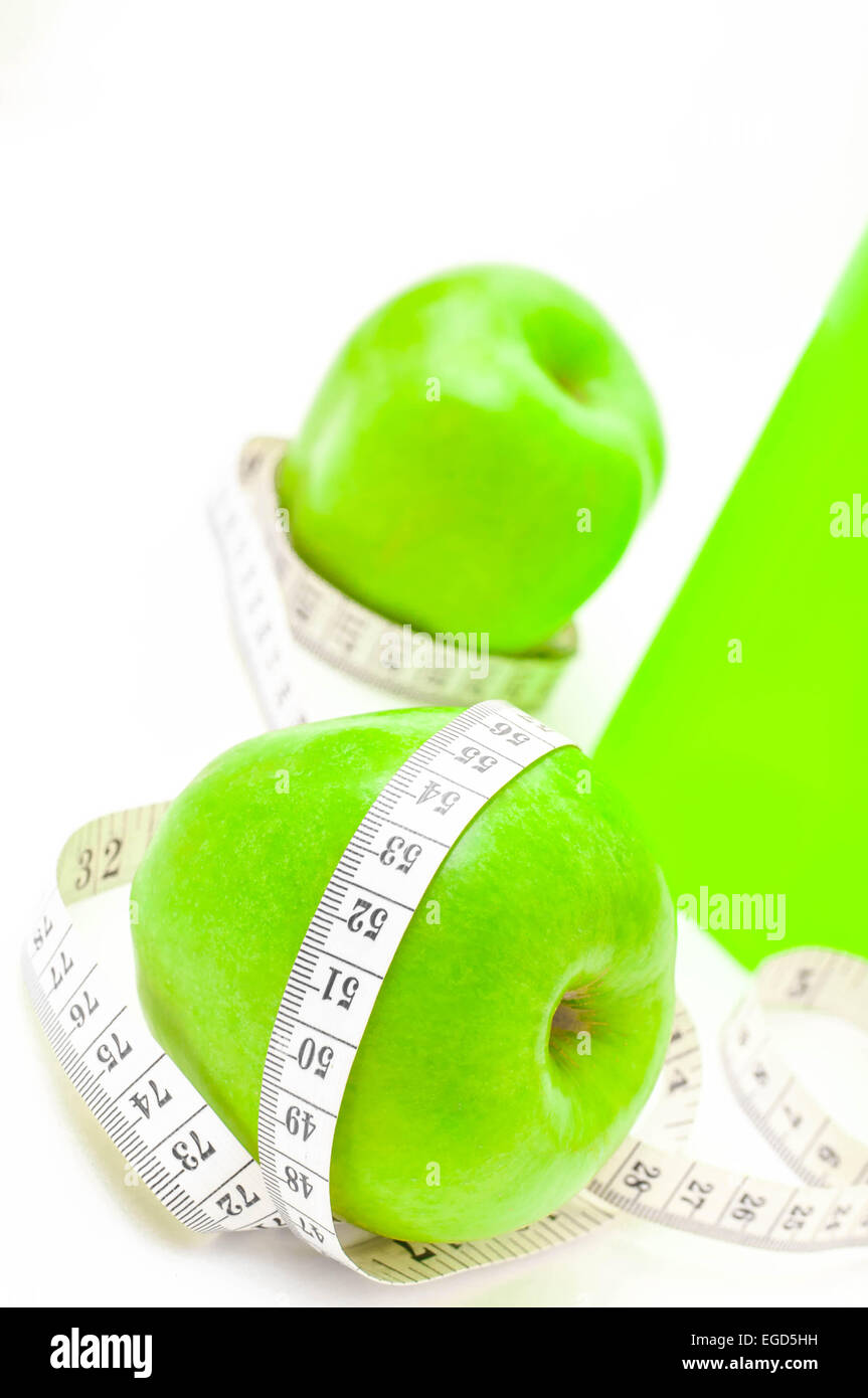 Diet concept . Healthy Living - nutrition and exercising, apple and ...