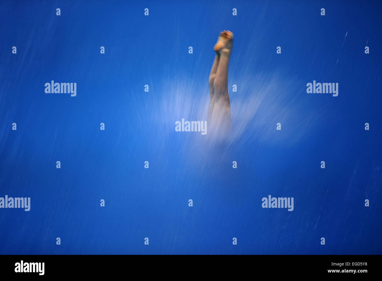 A diver in action during the 60th international diving event in Rostock ...