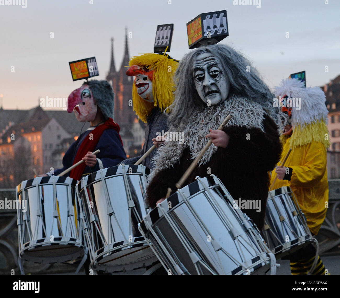 Basel, Switzerland. 23rd Feb, 2015. Carnival fools take part in a ...