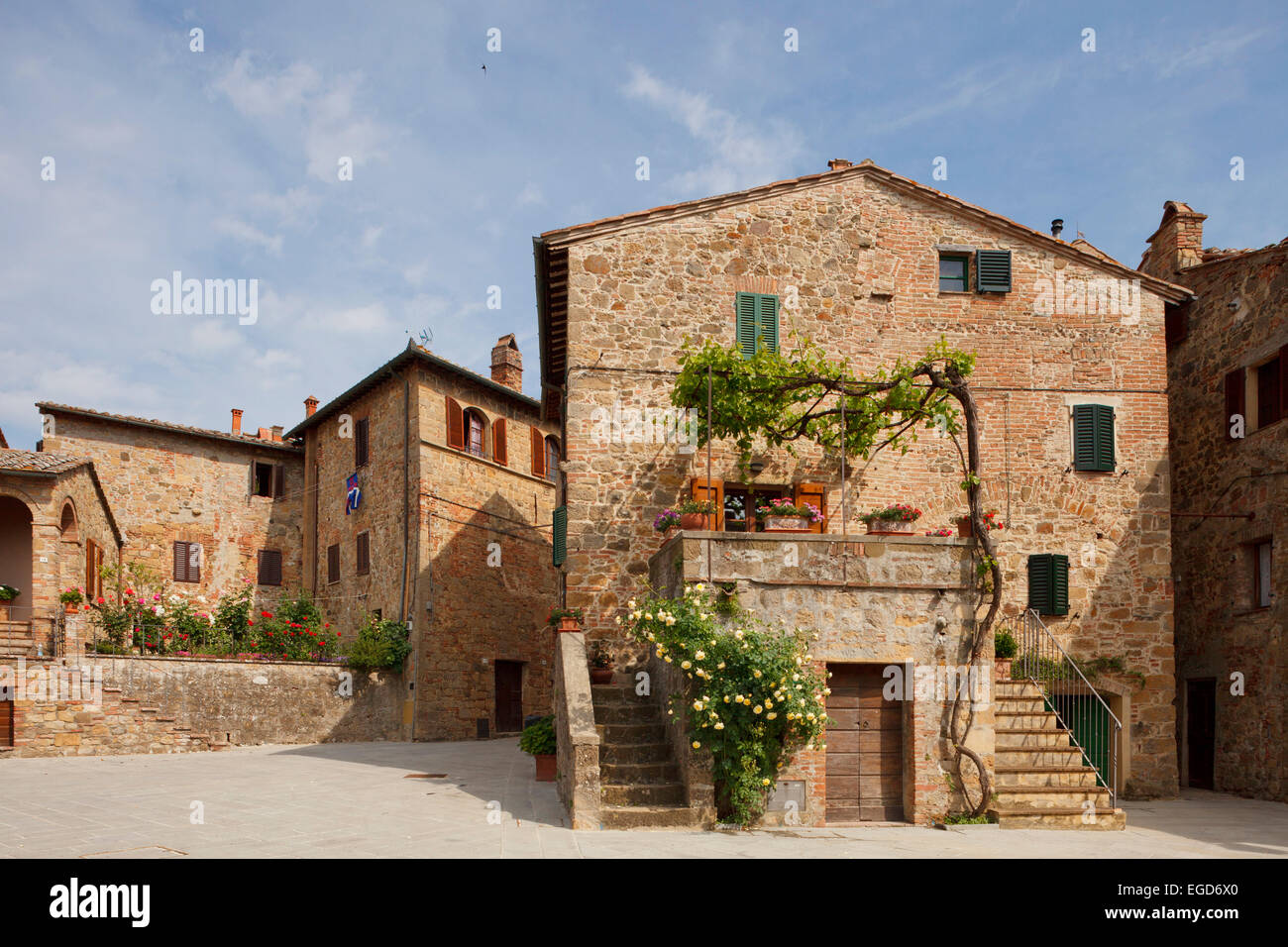 Steps in the ancient village of Monticchiello, Orcia valley, Val d ...