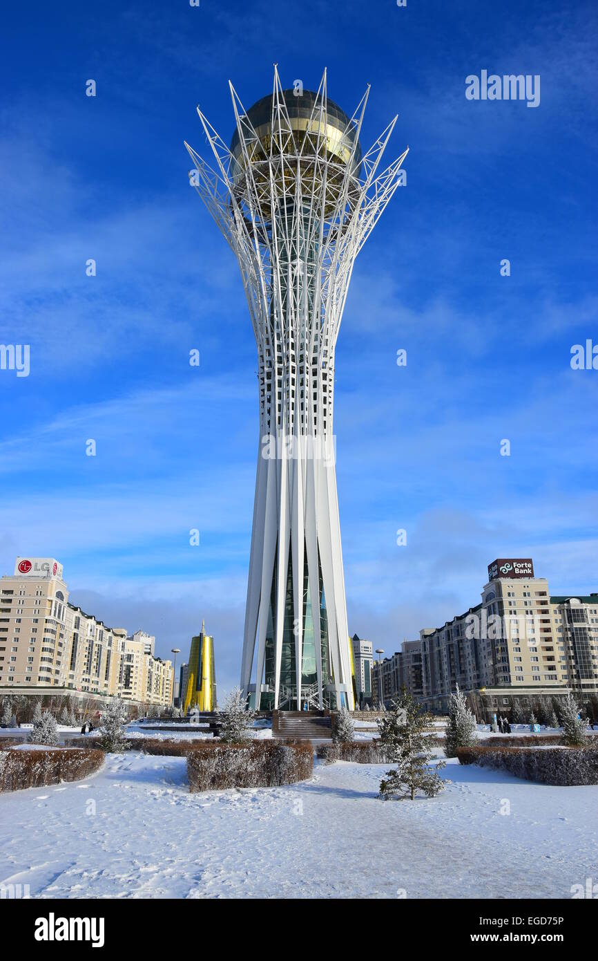 The BAITEREK tower in Astana, Kazakhstan, in winter Stock Photo - Alamy