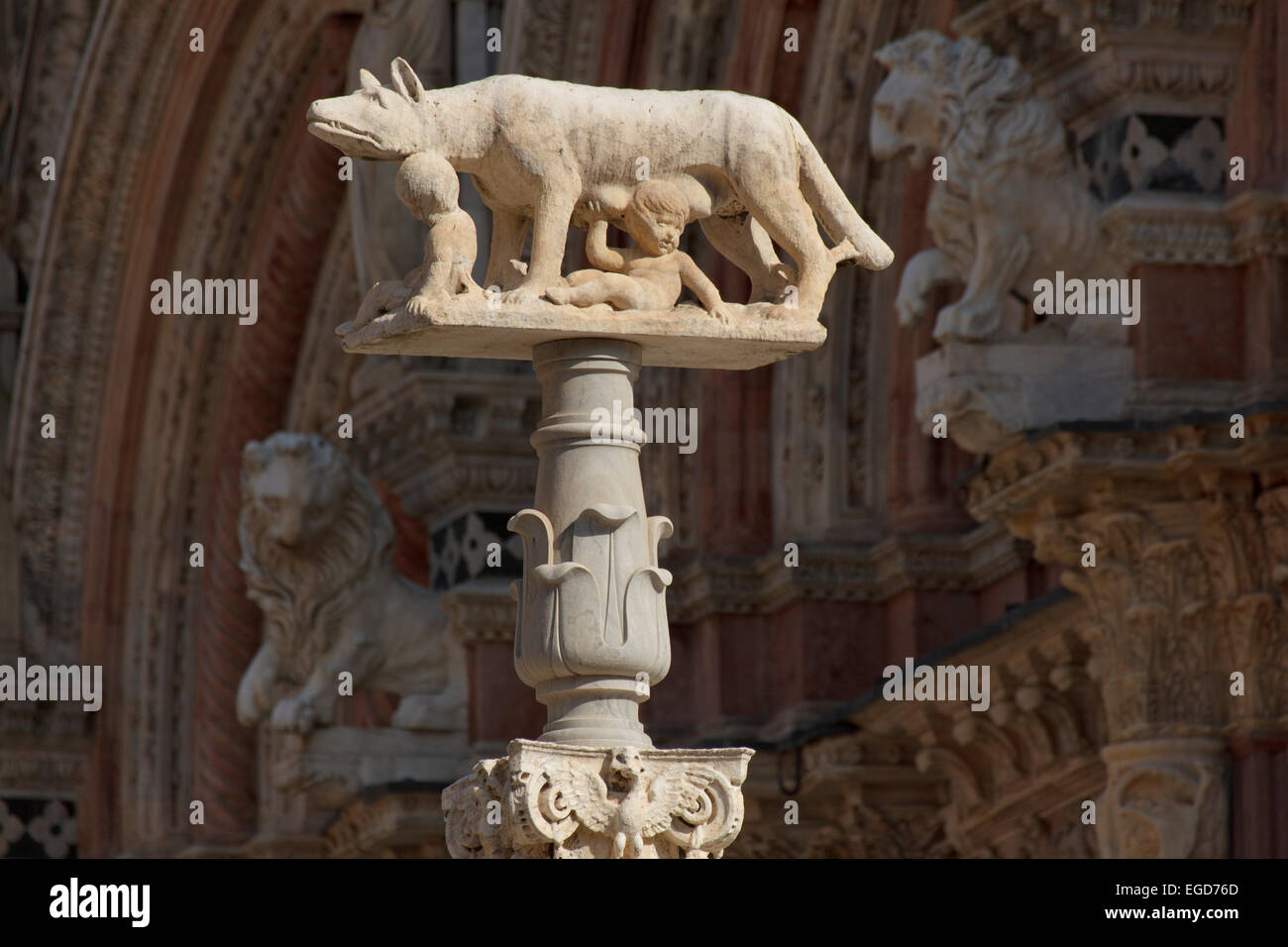 Sculpture in front of Duomo Santa Maria cathedral, Siena, UNESCO World ...