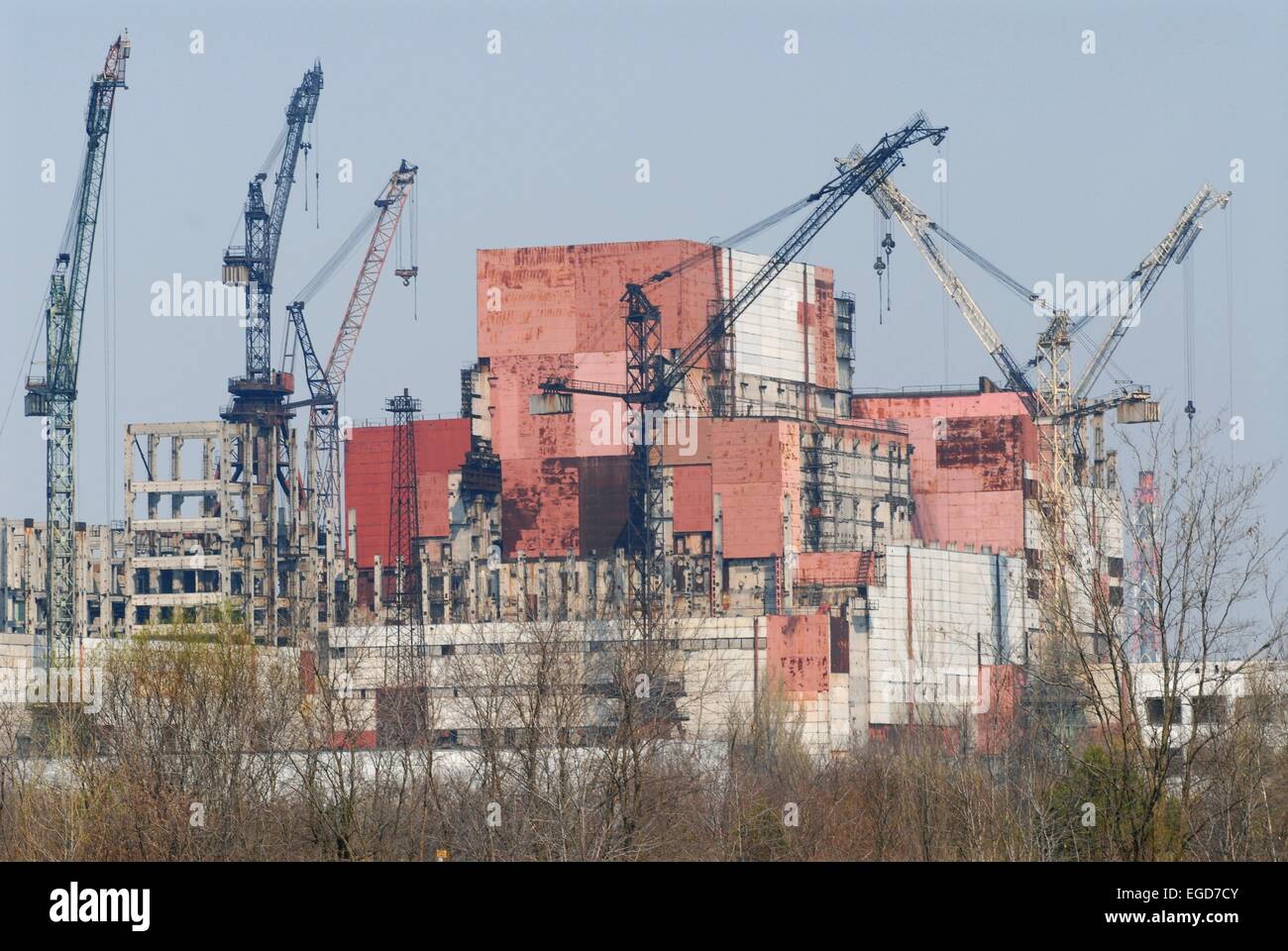 Chernobyl, yard of number 5 and 6 reactors, in construction at the age ...