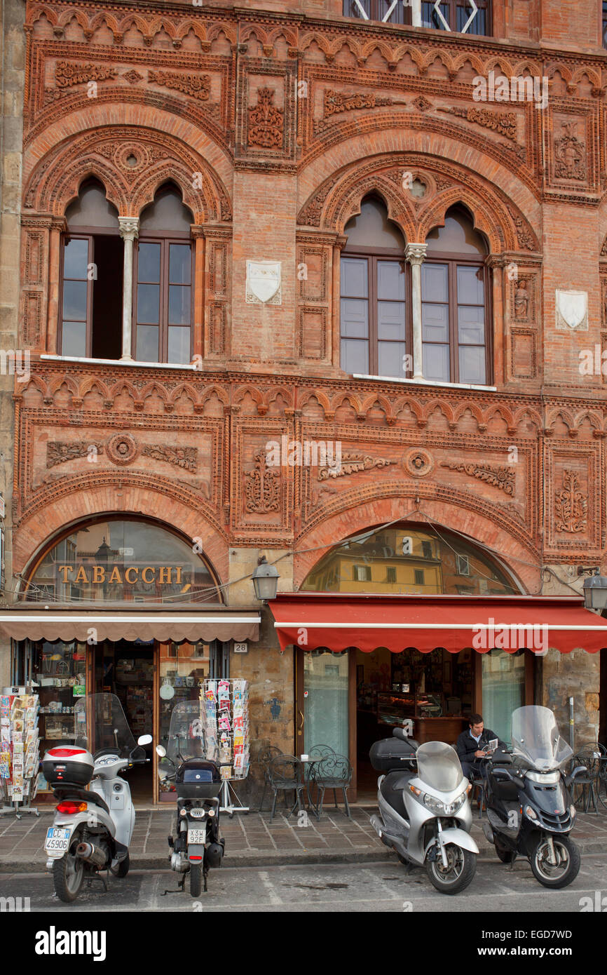 Scooters outside a tobacco shop, bar, Lugarno Pacinotti, road along the ...
