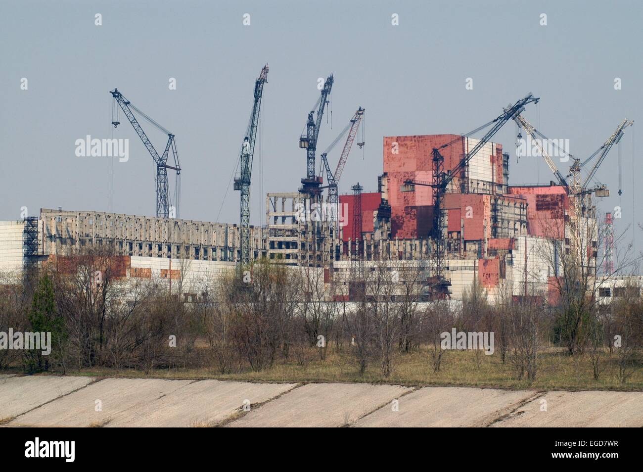Chernobyl, yard of number 5 and 6 reactors, in construction at the age ...