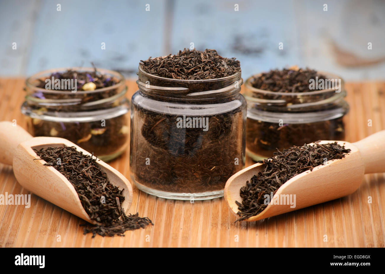 black tea in a glass container Stock Photo - Alamy