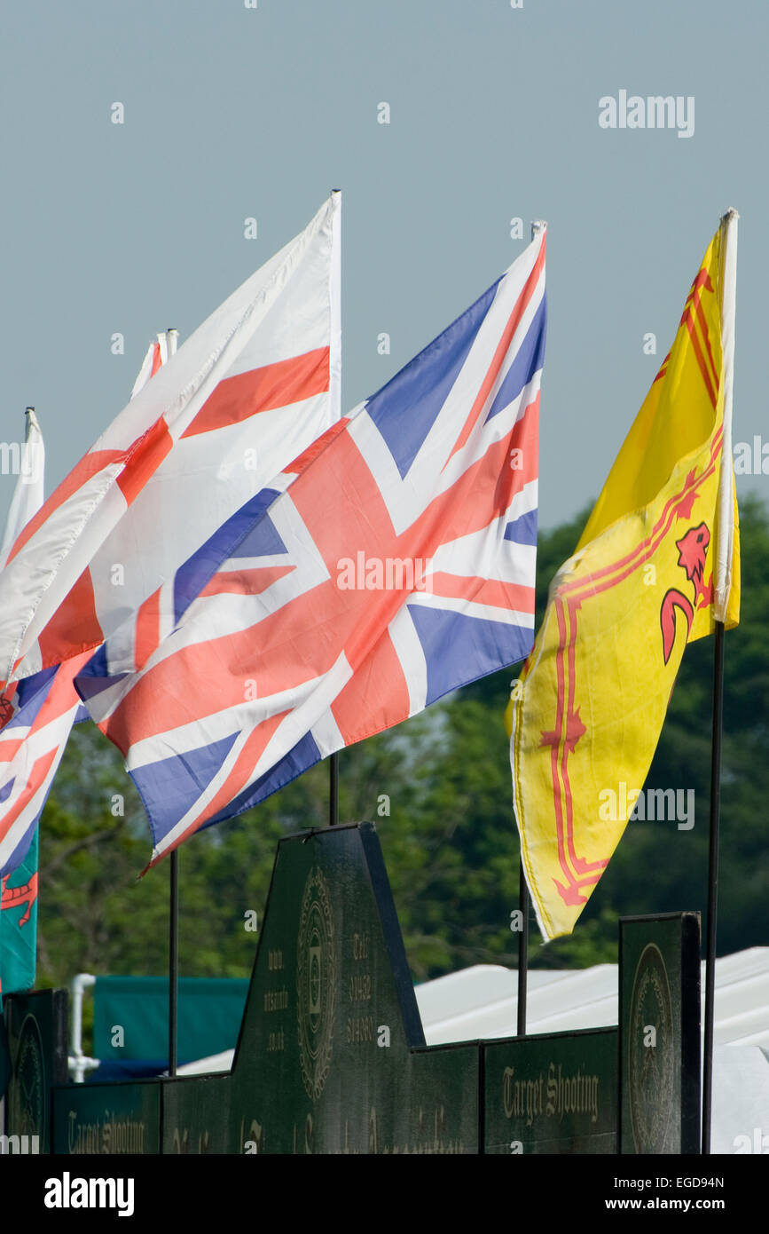 Scottish English and Union Jack Flags Stock Photo - Alamy