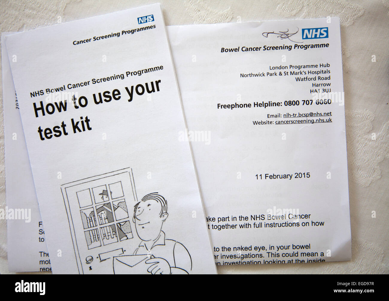Bowel Cancer Screening Programme Pamphlet - UK Stock Photo - Alamy