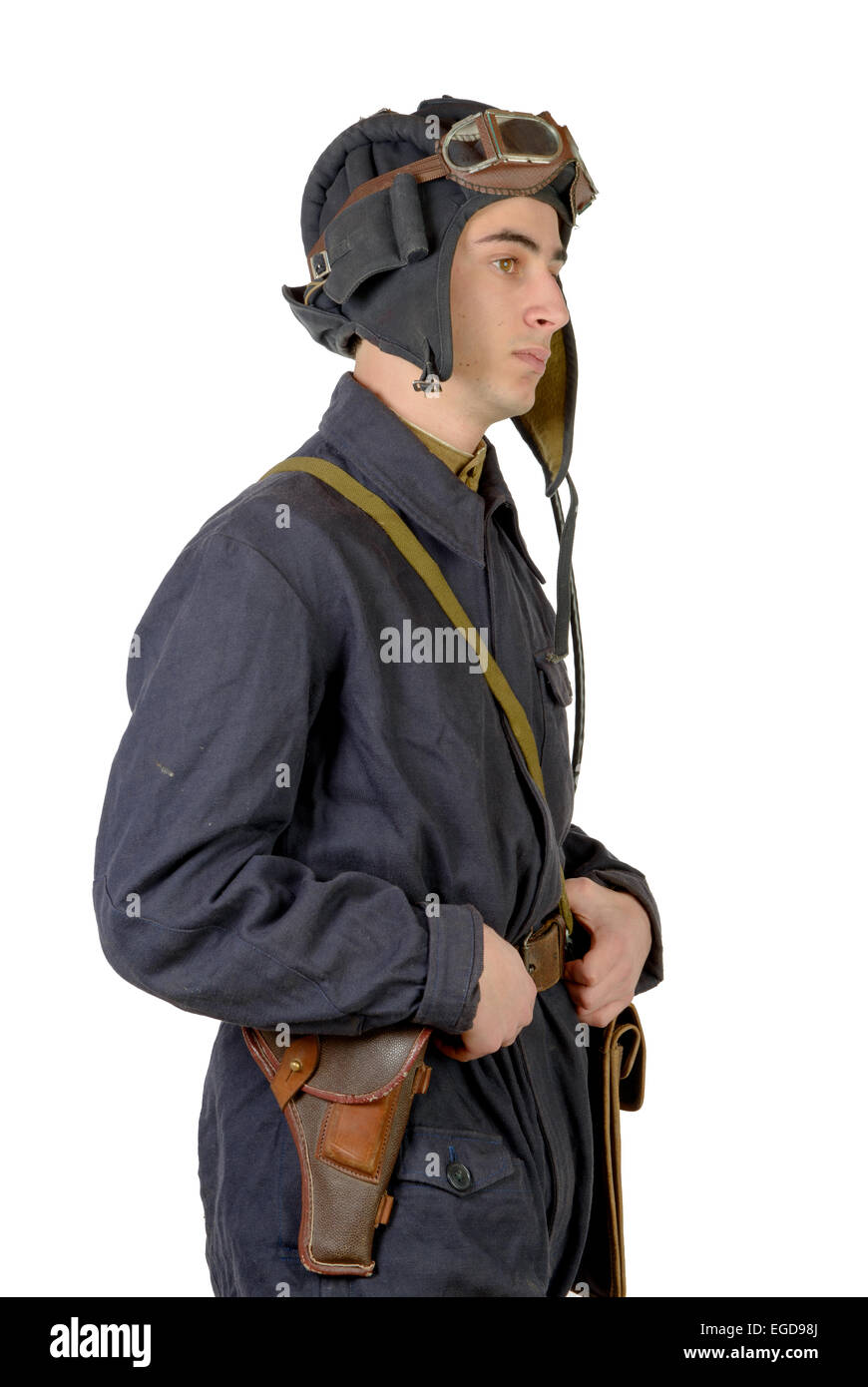 soviet tank driver on the white background Stock Photo - Alamy