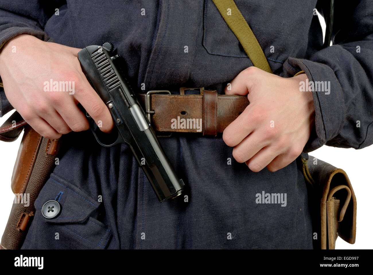 close-up on the gun of a Soviet tank driver Stock Photo - Alamy