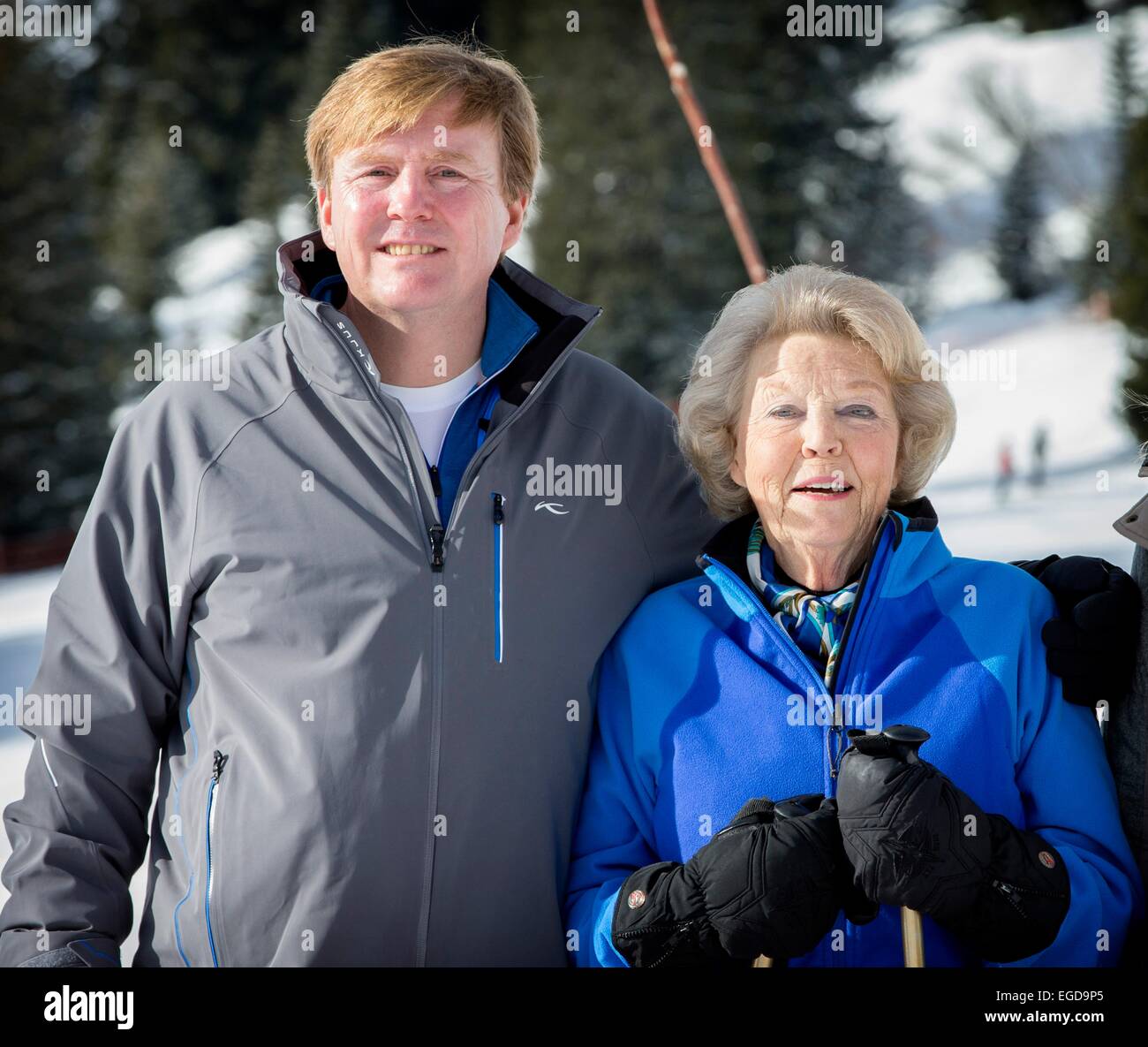 Lech, Austria. 23rd February, 2015. King Willem-Alexander and Princess ...